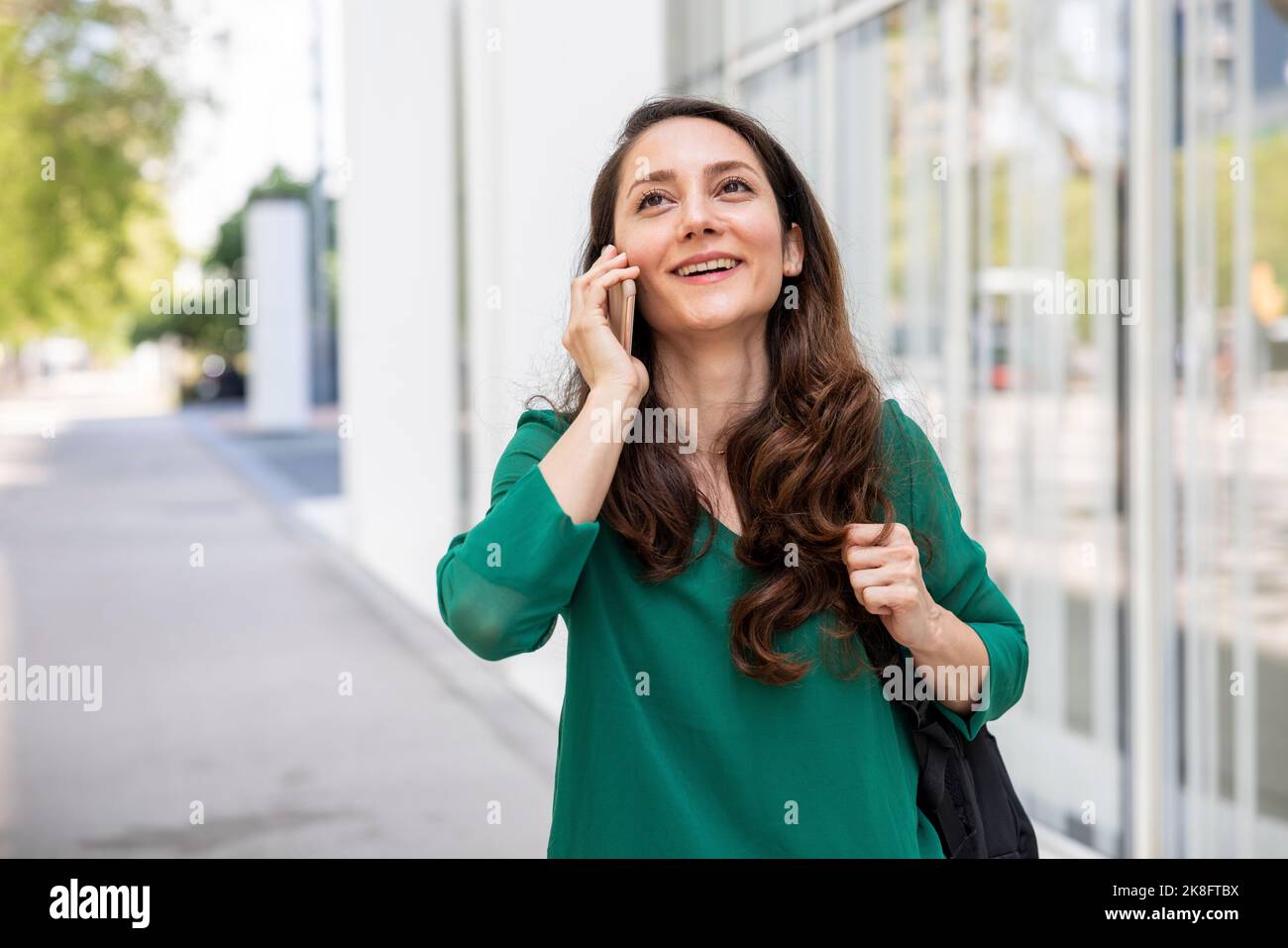 Exterior image happy person talking hi-res stock photography and images ...