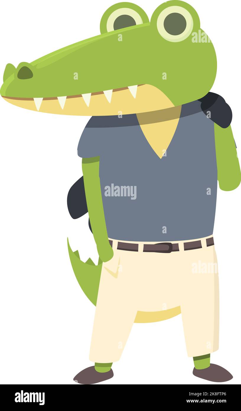 Student alligator icon cartoon vector. Jungle reptile. Swamp activity ...