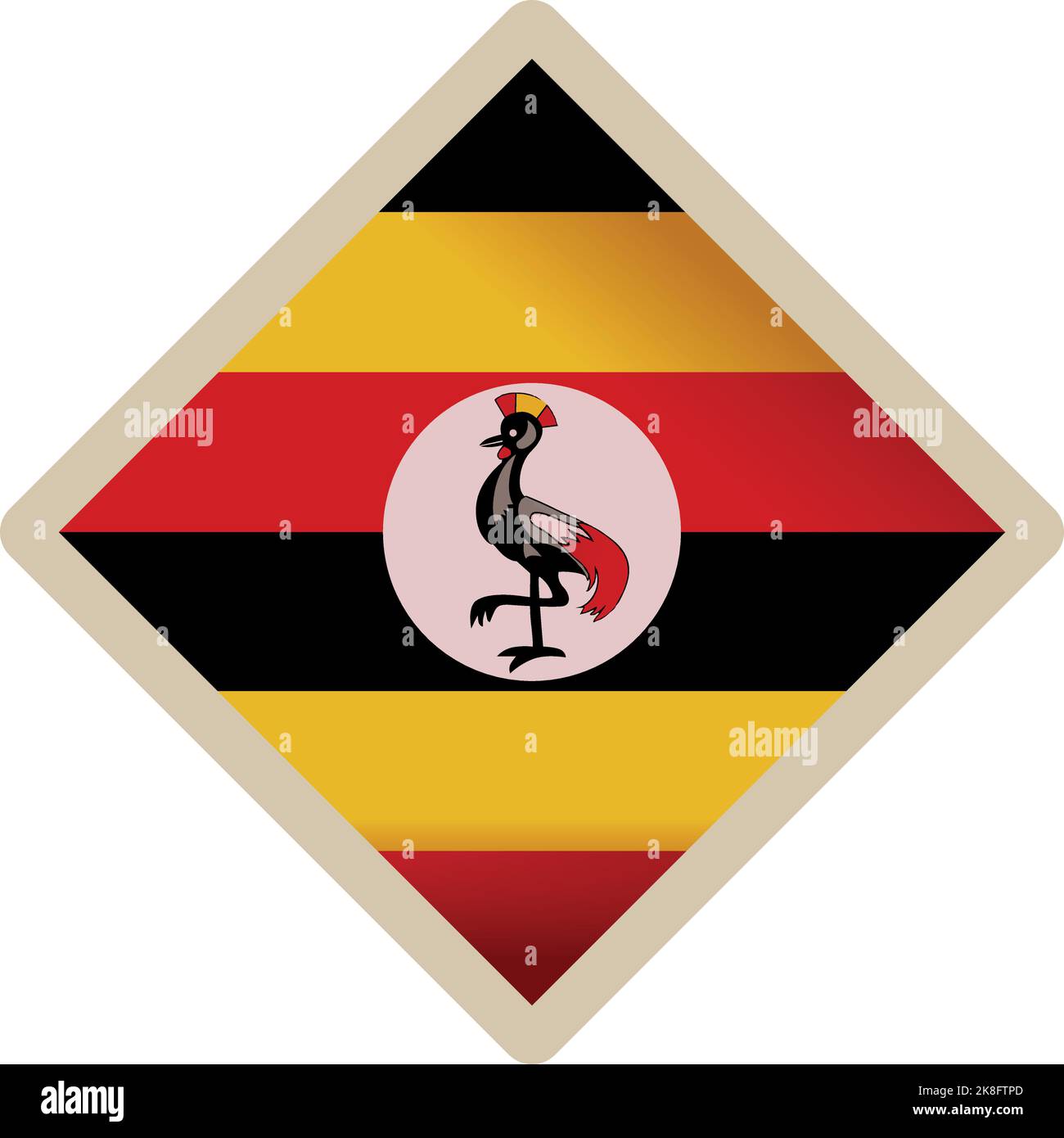 Uganda flag romb icon cartoon vector. Independence day. Map stand Stock ...