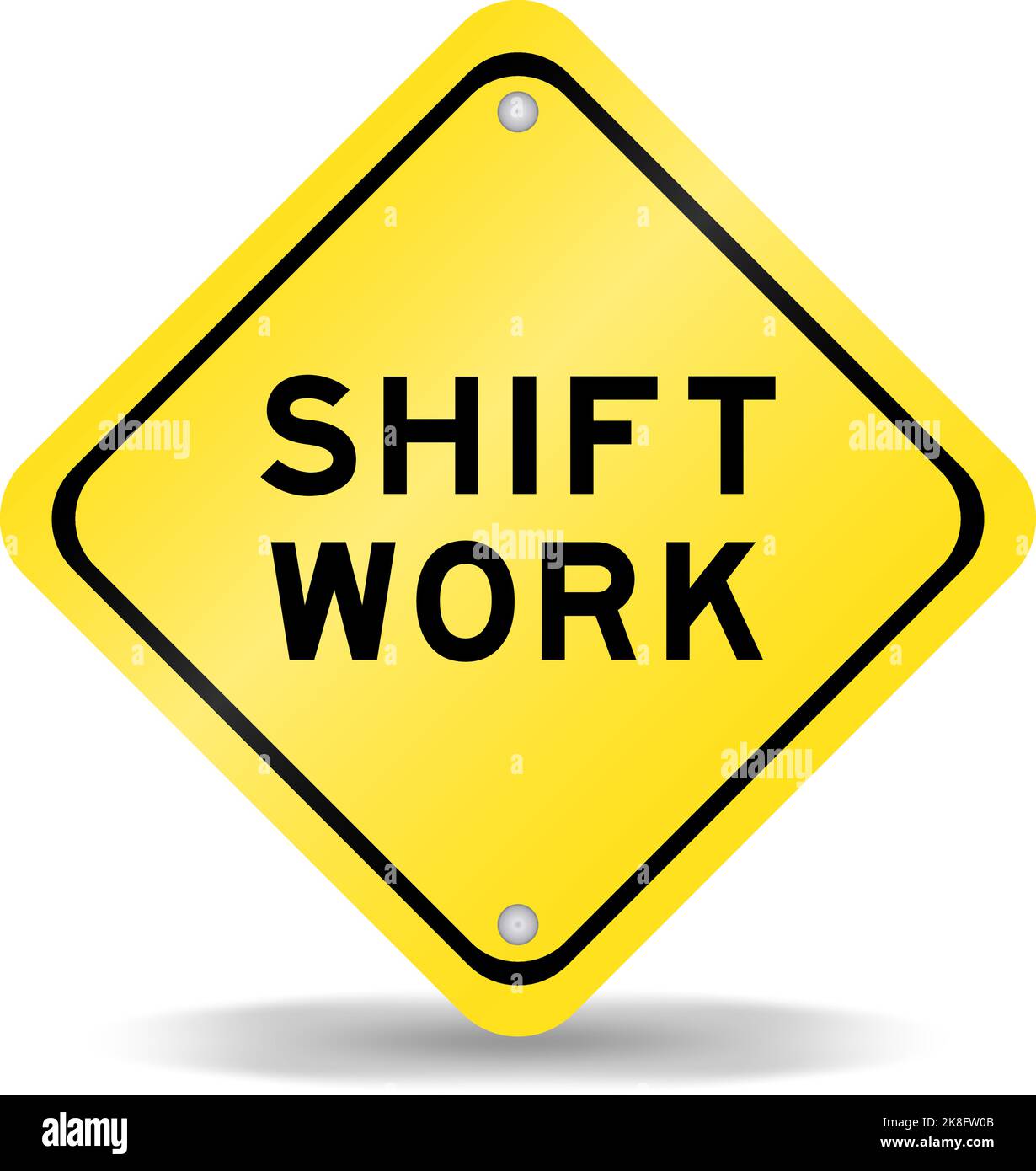 Yellow color transportation sign with word shift work on white ...