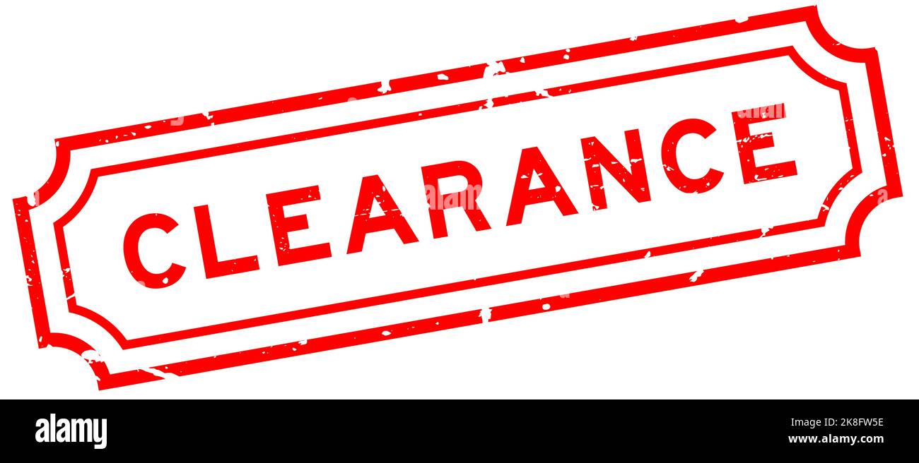 Grunge red clearance word rubber seal stamp on white background Stock ...