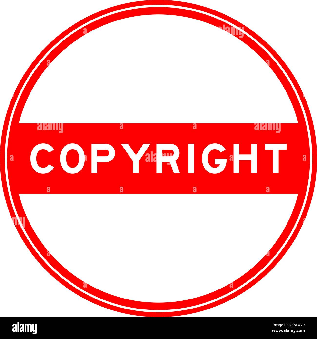 Red color round seal sticker in word copyright on white background ...