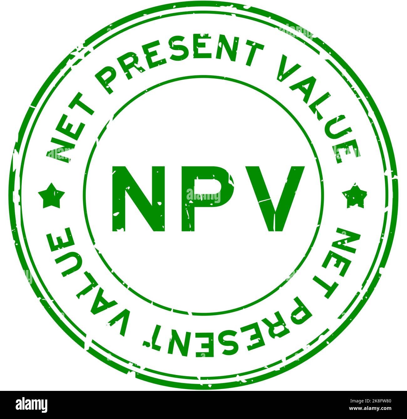 Grunge green NPV net present value word round rubber seal stamp on white background Stock Vector ...