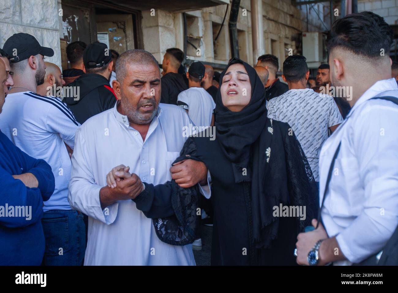 Nablus Palestine 23rd Oct 2022 Relatives Mourn During The Funeral