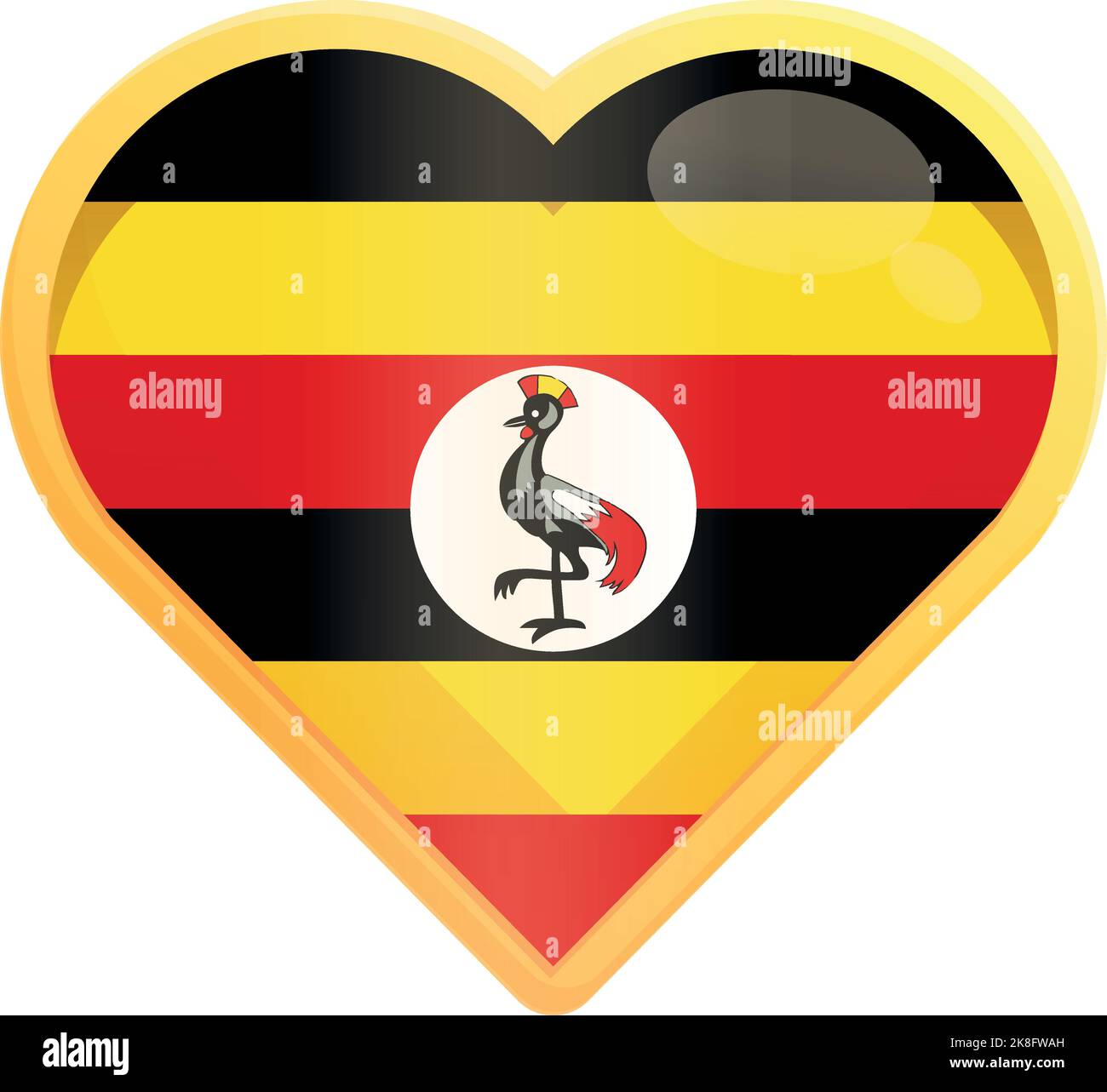 Heart uganda icon cartoon vector. Independence day. Republic country ...