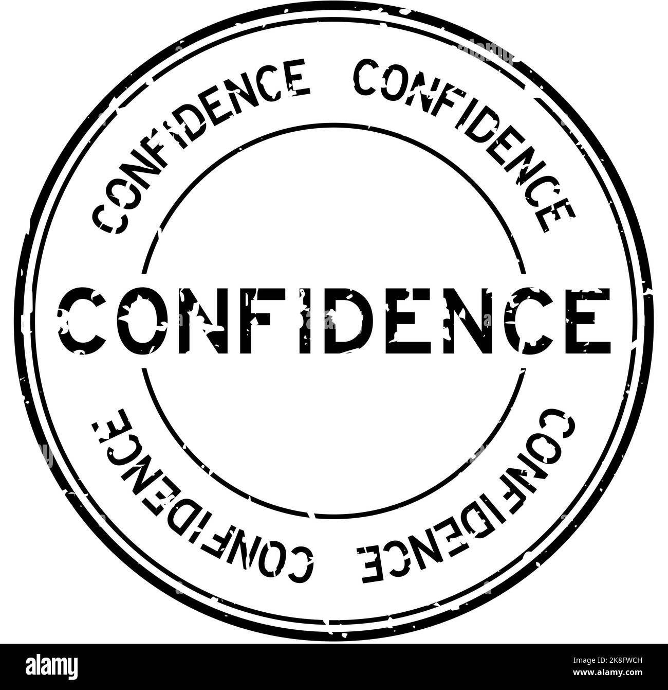 Grunge black confidence word round rubber seal stamp on white ...