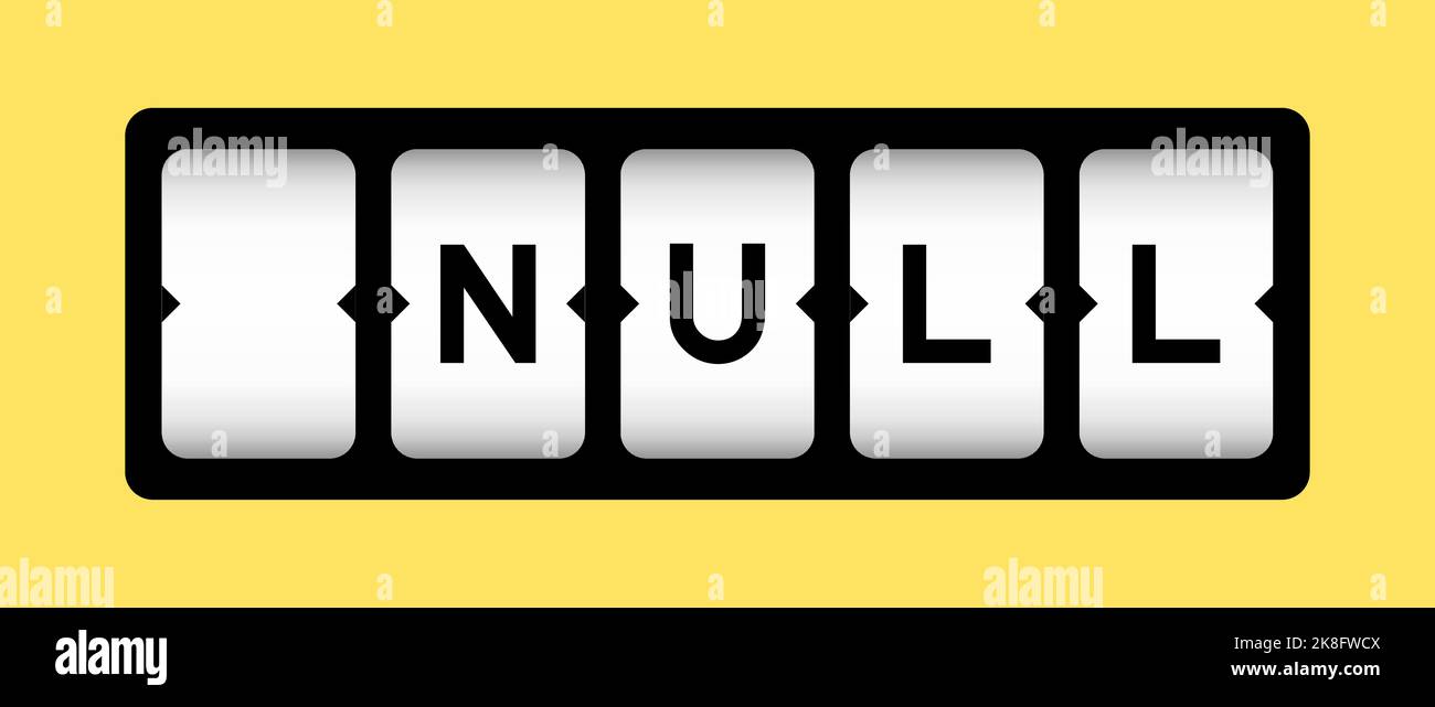 Black color in word null on slot banner with yellow color background ...