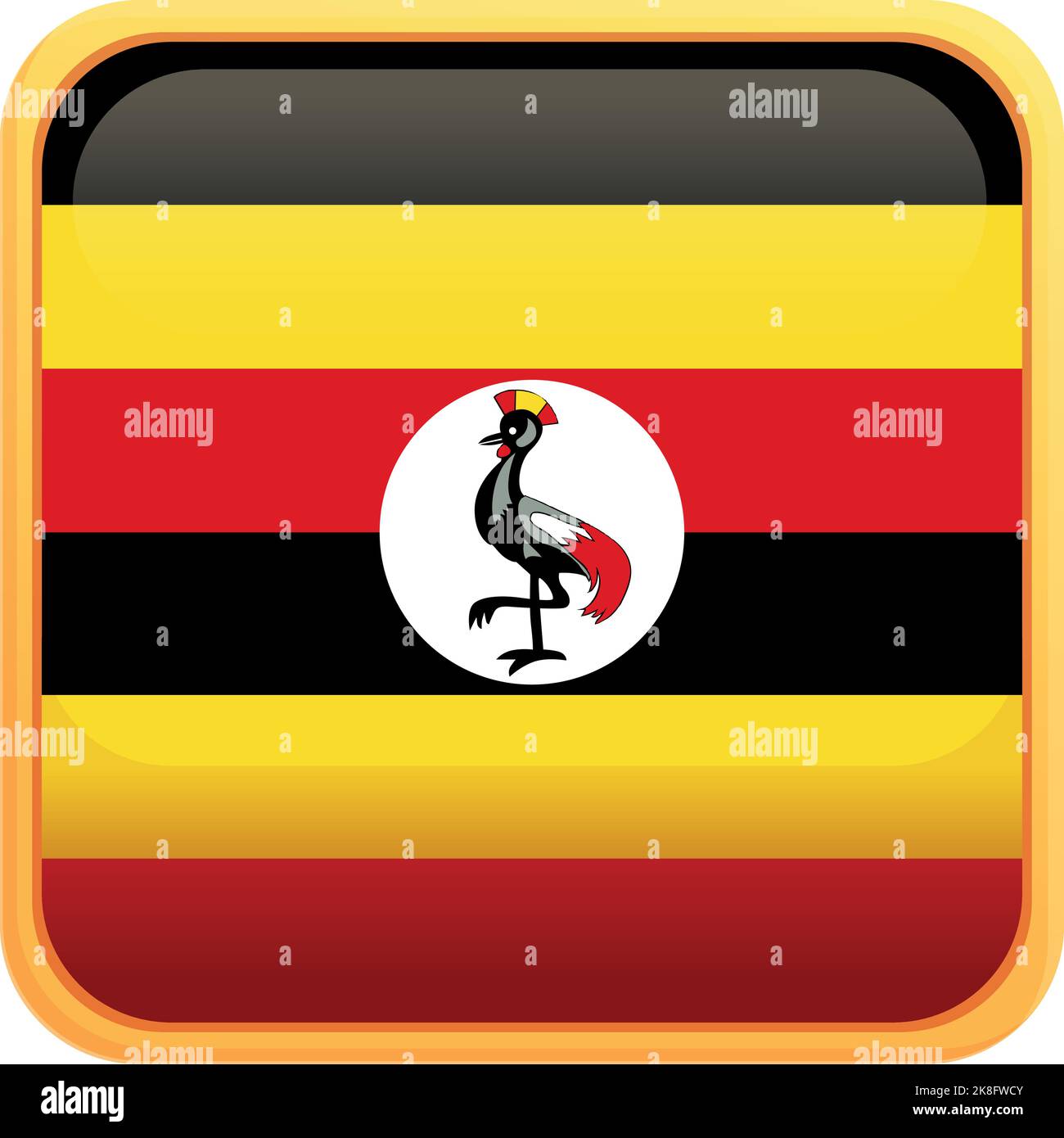 Uganda square icon cartoon vector. National stand. Republic country ...