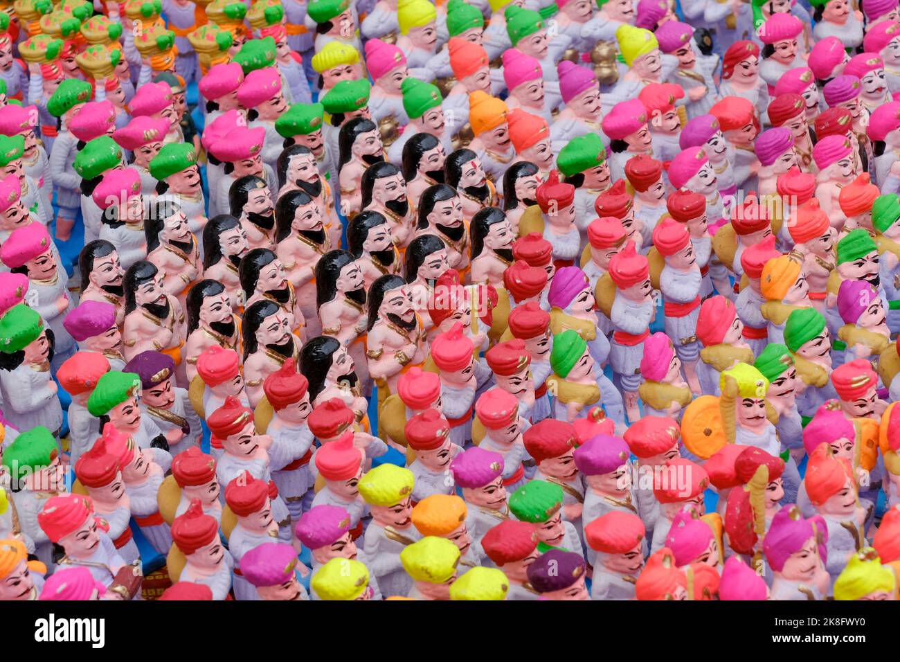 A variety of colorful statues are being sold in Diwali Festival, India ...