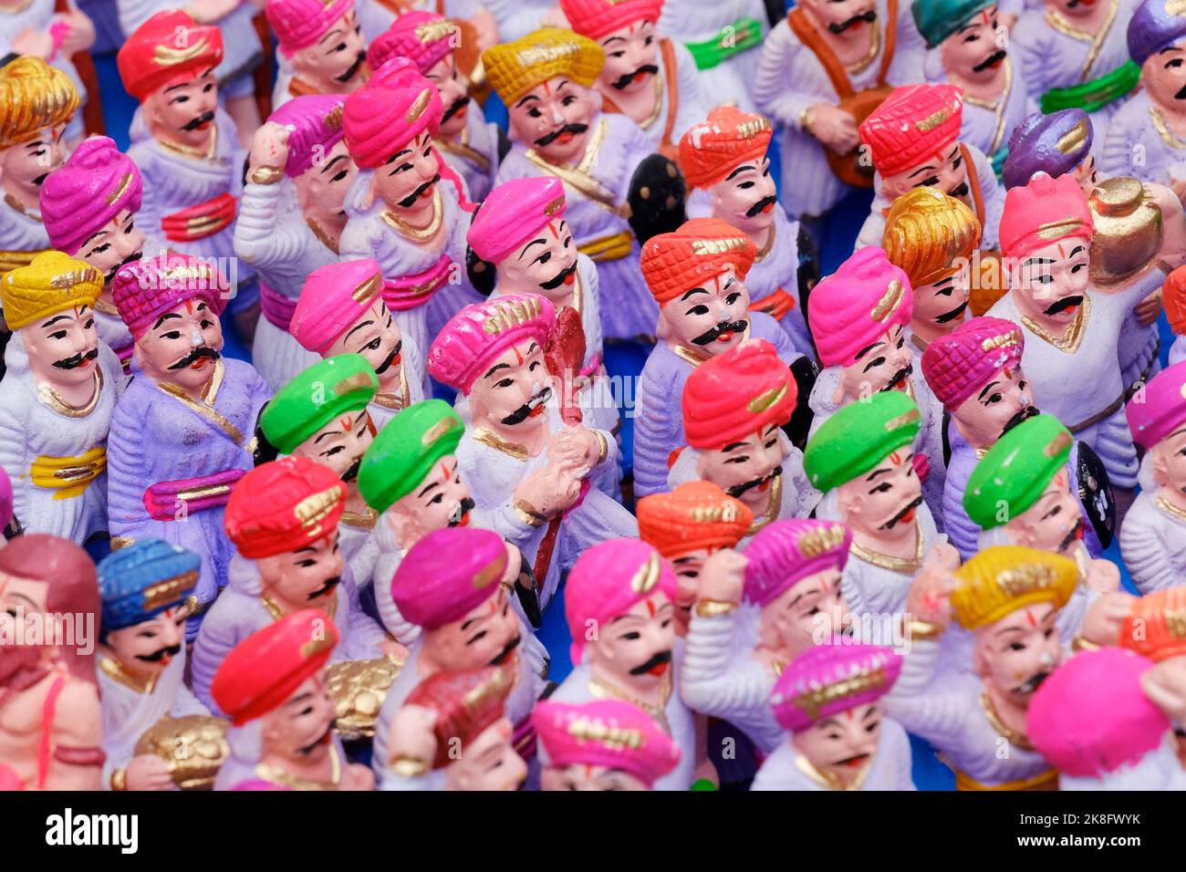A variety of colorful statues are being sold in Diwali Festival, India ...