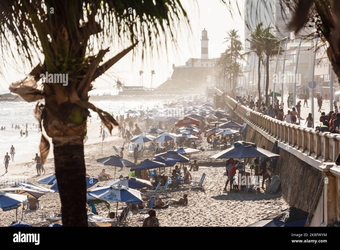 Salvador, Bahia, Brazil - October 22, 2022: Beach scene on a busy ...