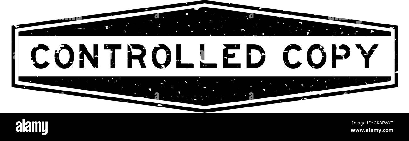 Grunge black controlled copy word hexagon rubber seal stamp on white ...