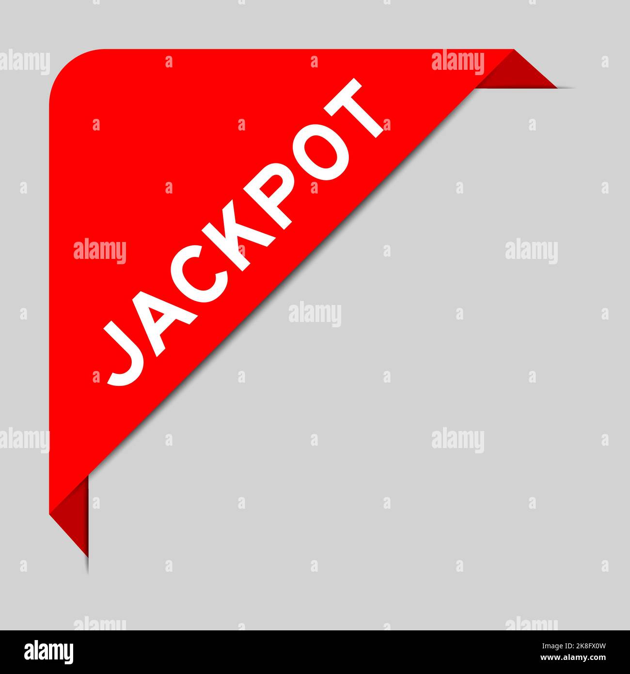 Red color of corner label banner with word jackpot on gray background ...