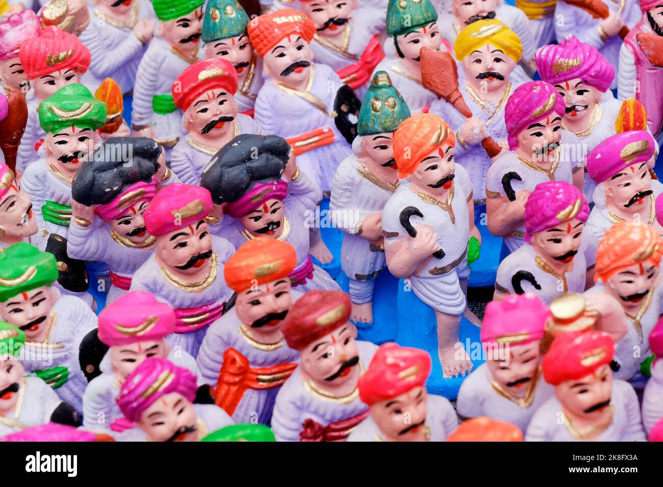 A variety of colorful statues are being sold in Diwali Festival, India ...
