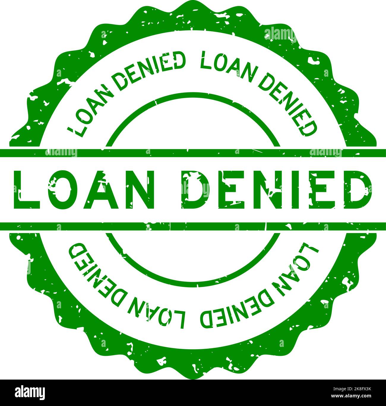 Grunge green loan denied word round rubber seal stamp on white ...