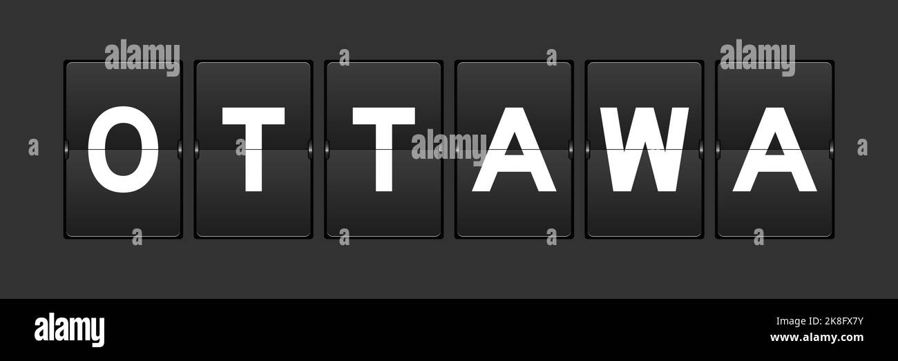 Black color analog flip board with word ottawa on gray background Stock ...