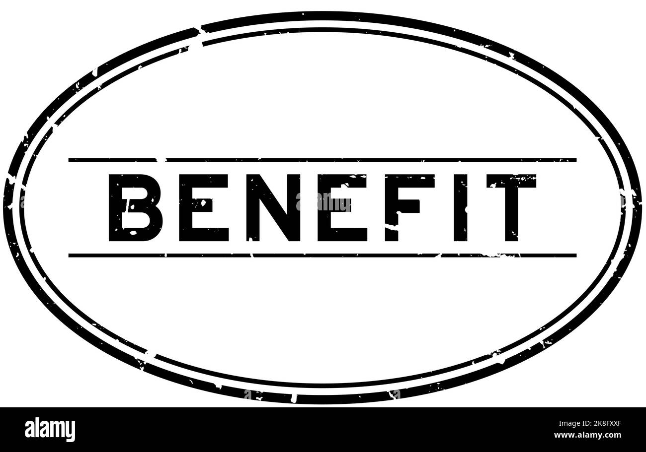 Grunge black benefit word oval rubber seal stamp on white background ...