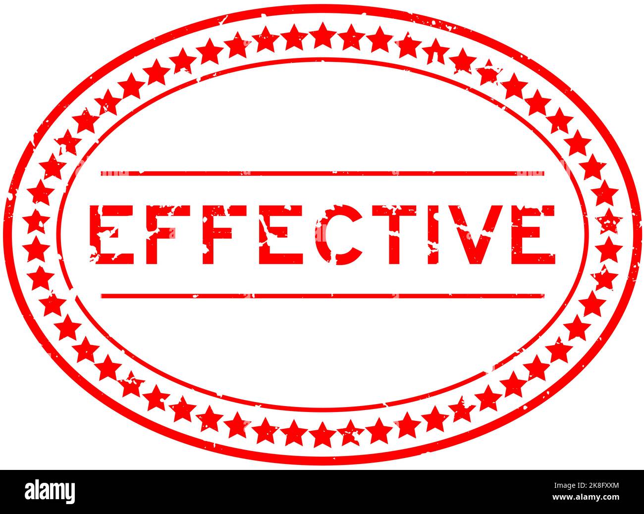 Grunge red effective word oval rubber seal stamp on white background ...