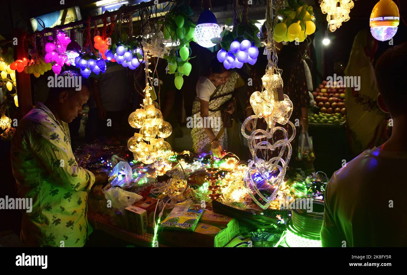 Guwahati, Guwahati, India. 22nd Oct, 2022. A woman buys different types ...