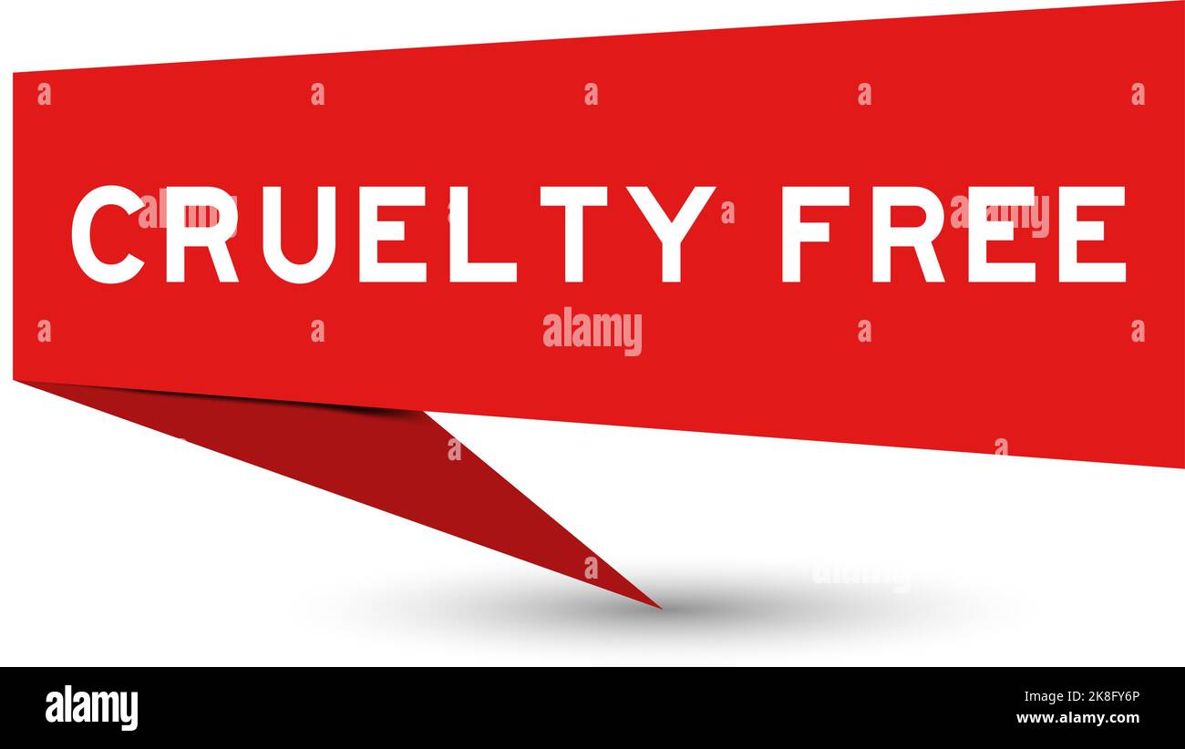 Red color speech banner with word cruelty free on white background ...