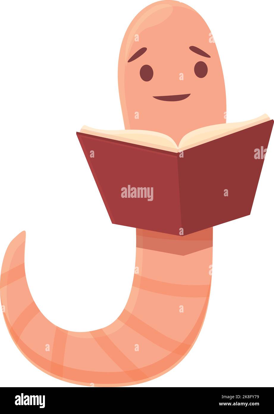 Worm reading book icon cartoon vector. Compost farm. Pink mascot Stock ...