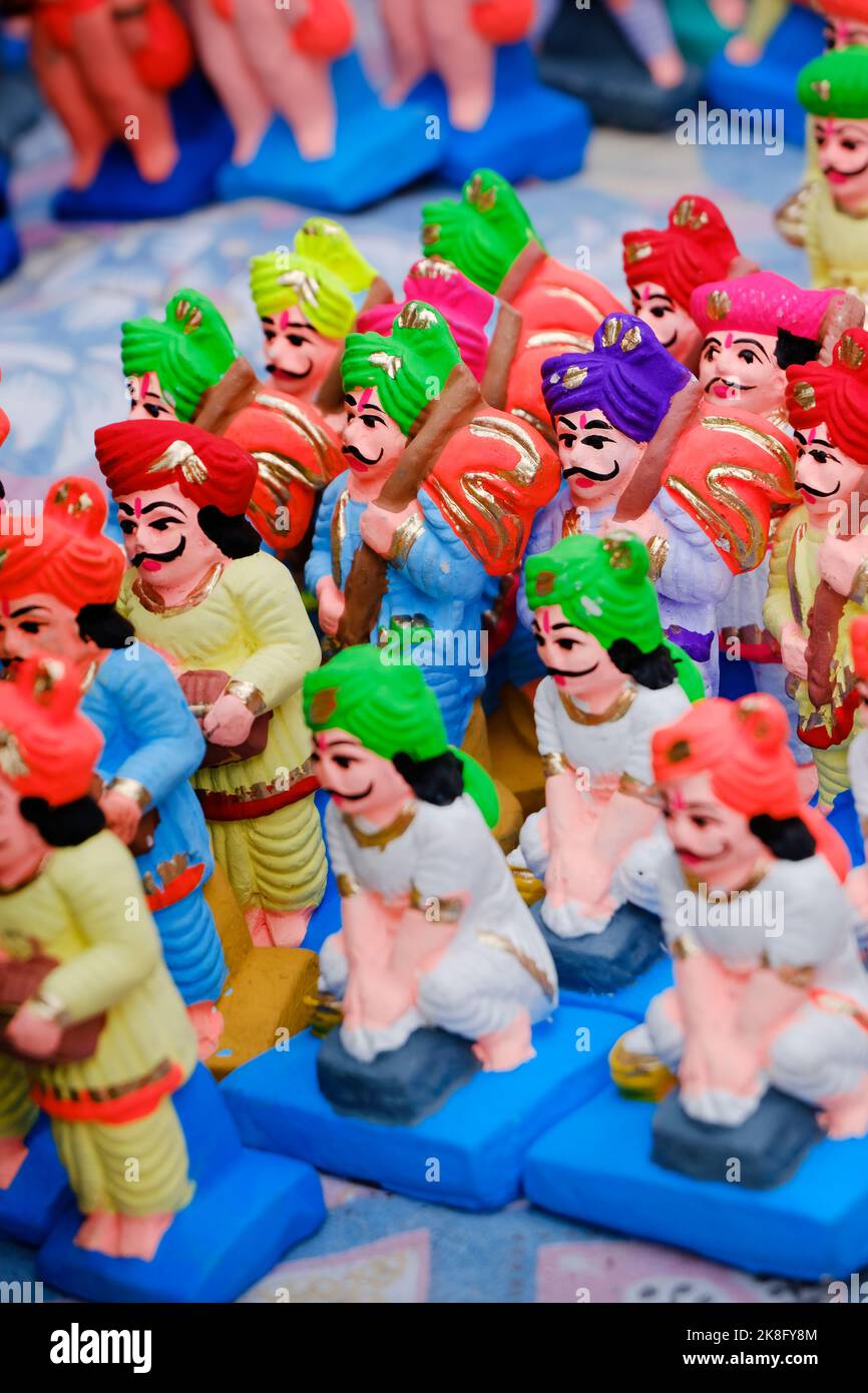 A variety of colorful statues are being sold in Diwali Festival, India ...