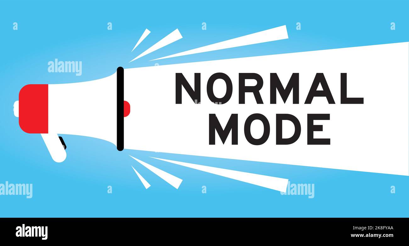 Color megaphone icon with word normal mode in white banner on blue ...