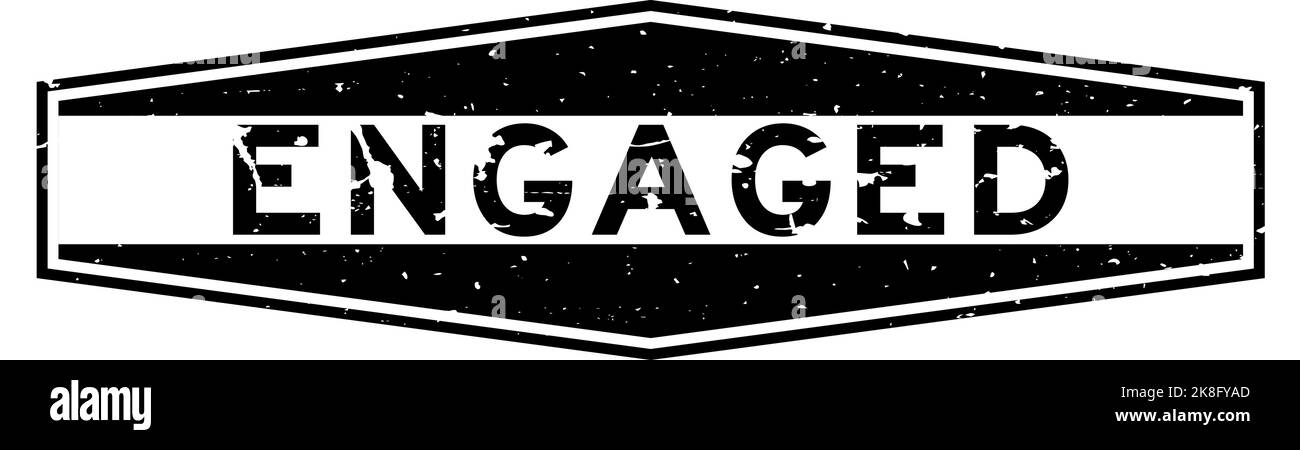 Grunge black engaged word hexagon rubber seal stamp on white background ...