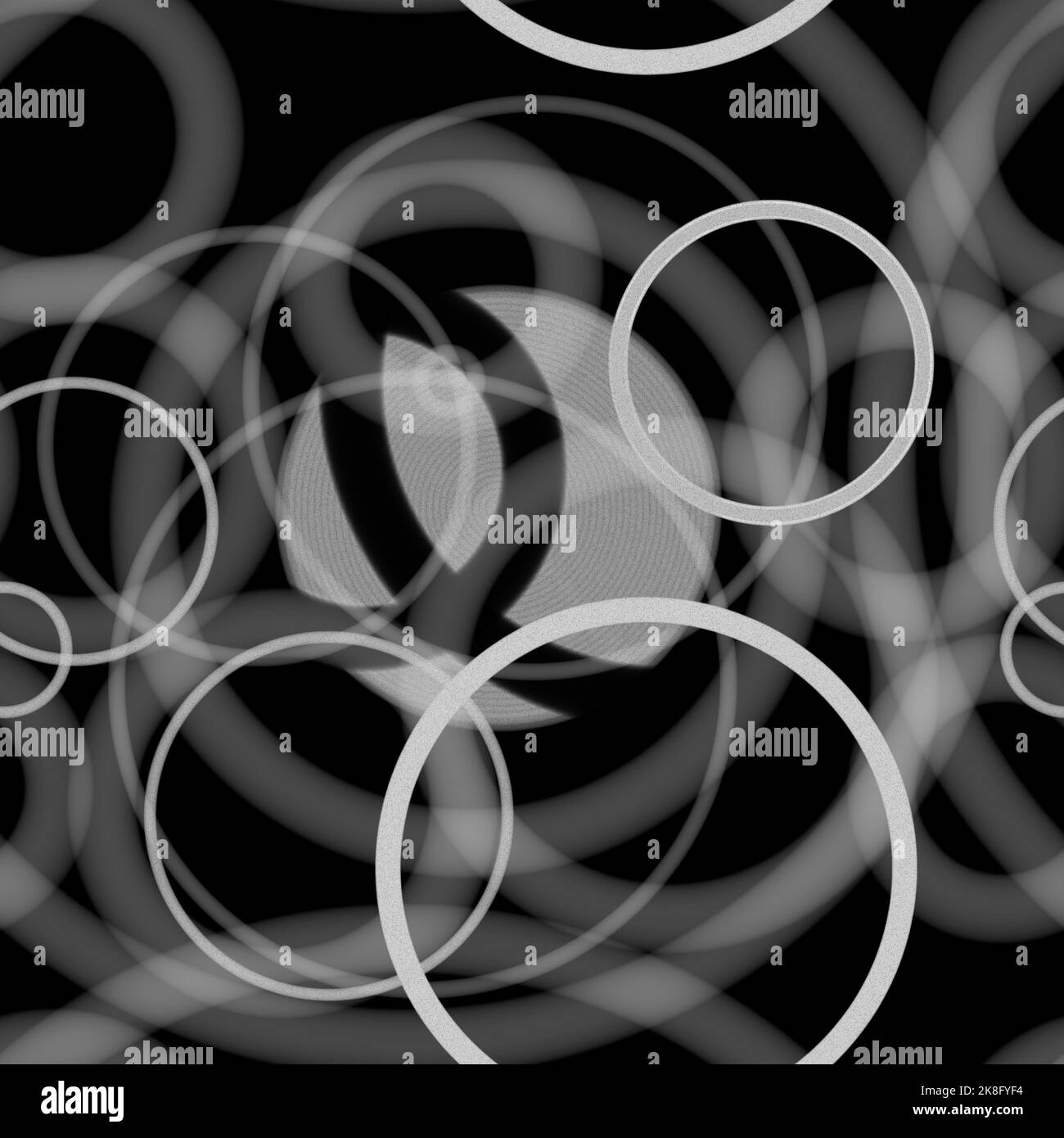 Geometric abstract seamless pattern random arranged white rings on ...