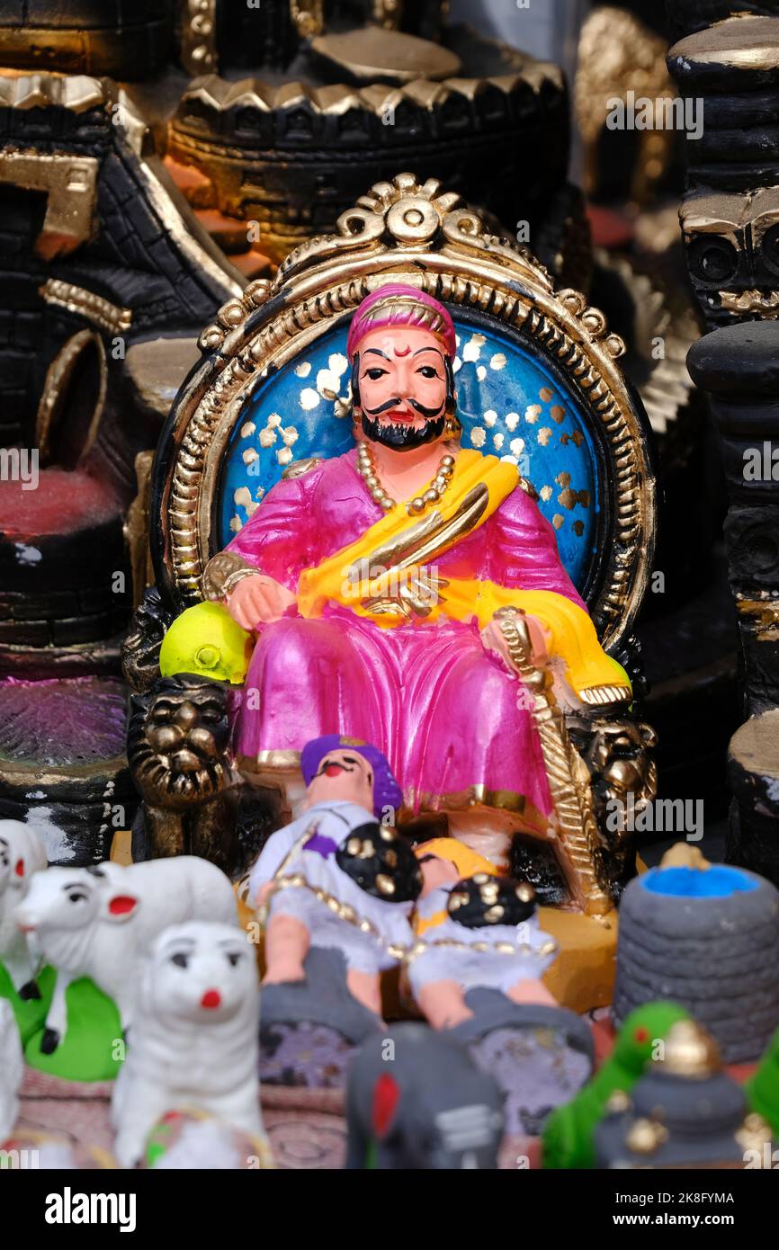 A variety of colorful statues are being sold in Diwali Festival, India ...