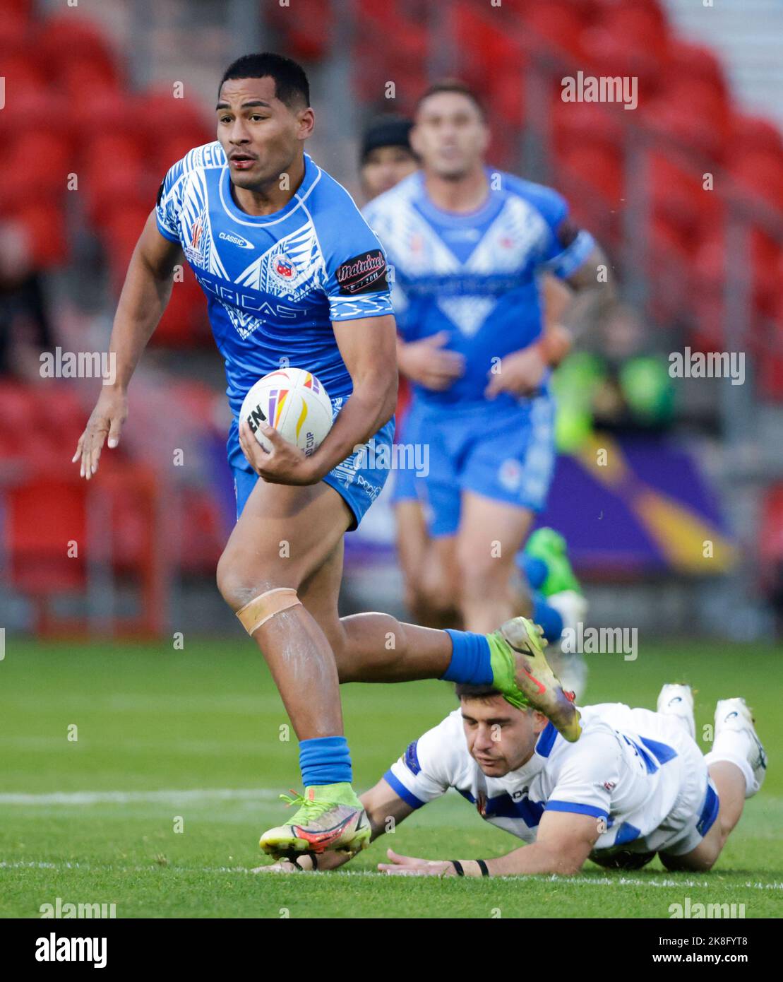 Samoa's Matt Feagai during the Rugby League World Cup group A match at ...