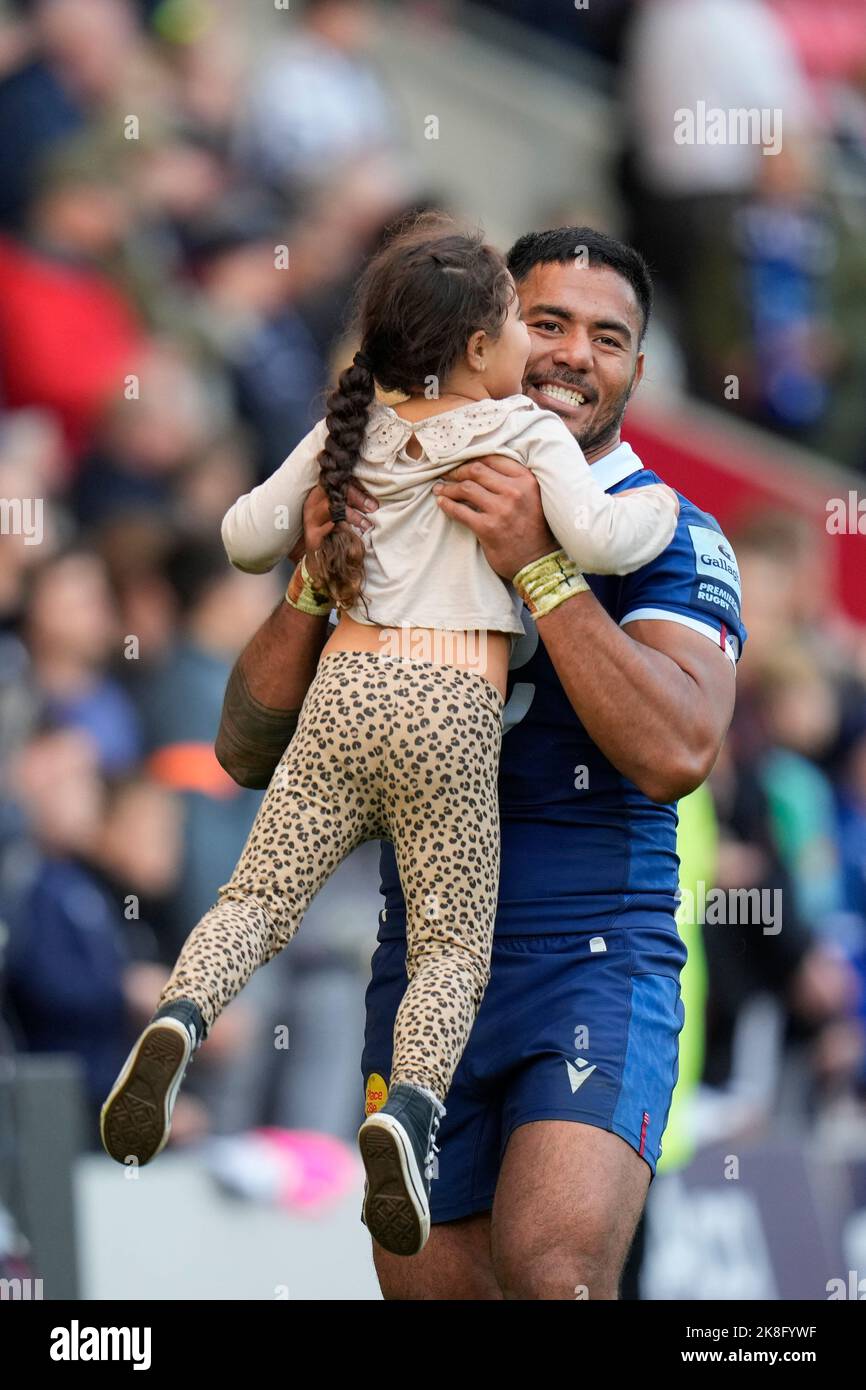 Manu Tuilagi #12 of Sale Sharks during the Gallagher Premiership match ...