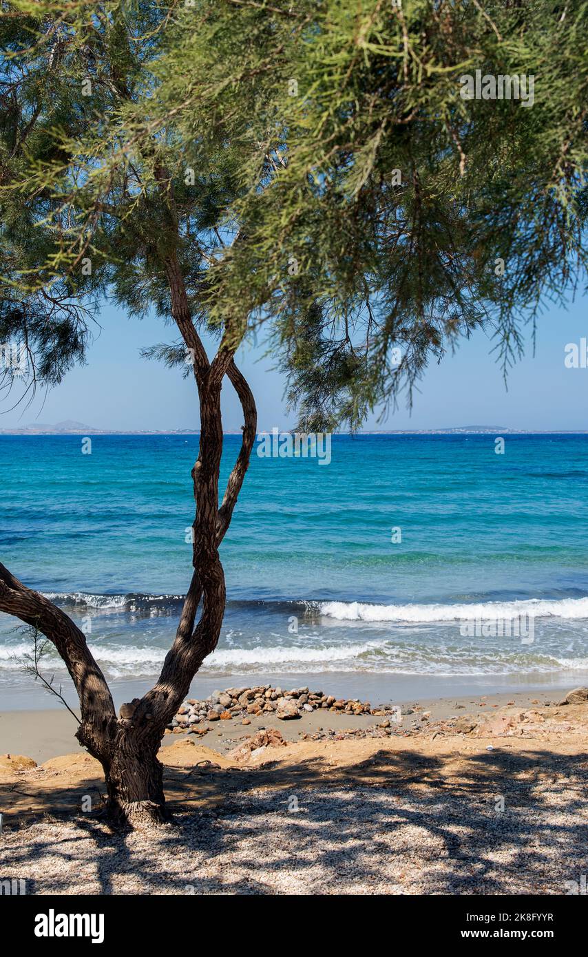 Beautiful seascape with blue and transparent water. Naxos island ...
