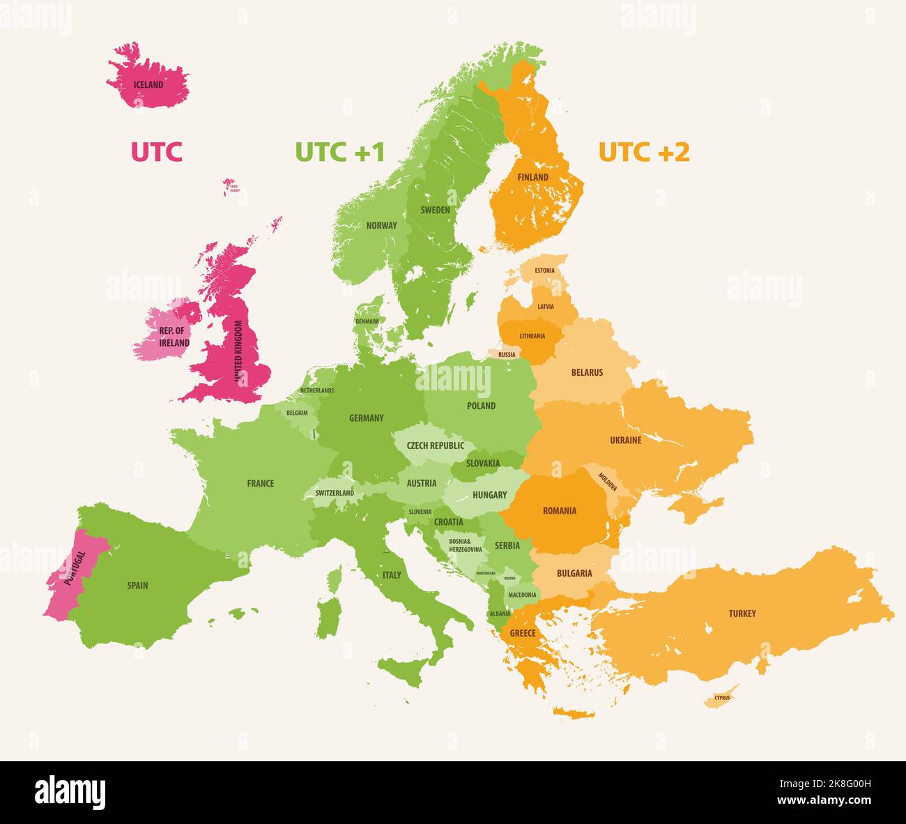 Europe Time Zones Vector Map Stock Vector Image Art Alamy Europe Time Zones Vector Map Stock Vector Image Art Alamy