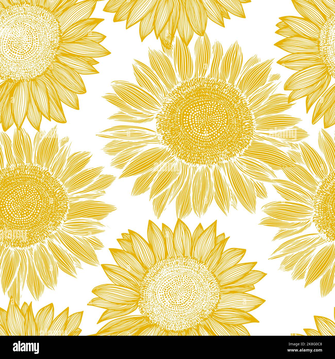 Seamless pattern yellow sunflowers. Vector illustration Stock Vector ...