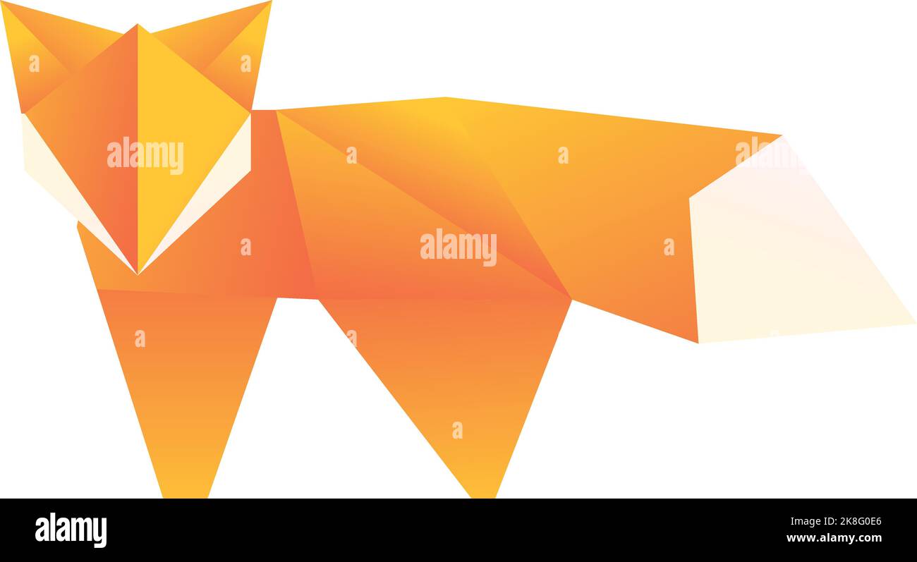 Origami fox icon cartoon vector. Animal paper. Art geometric Stock ...