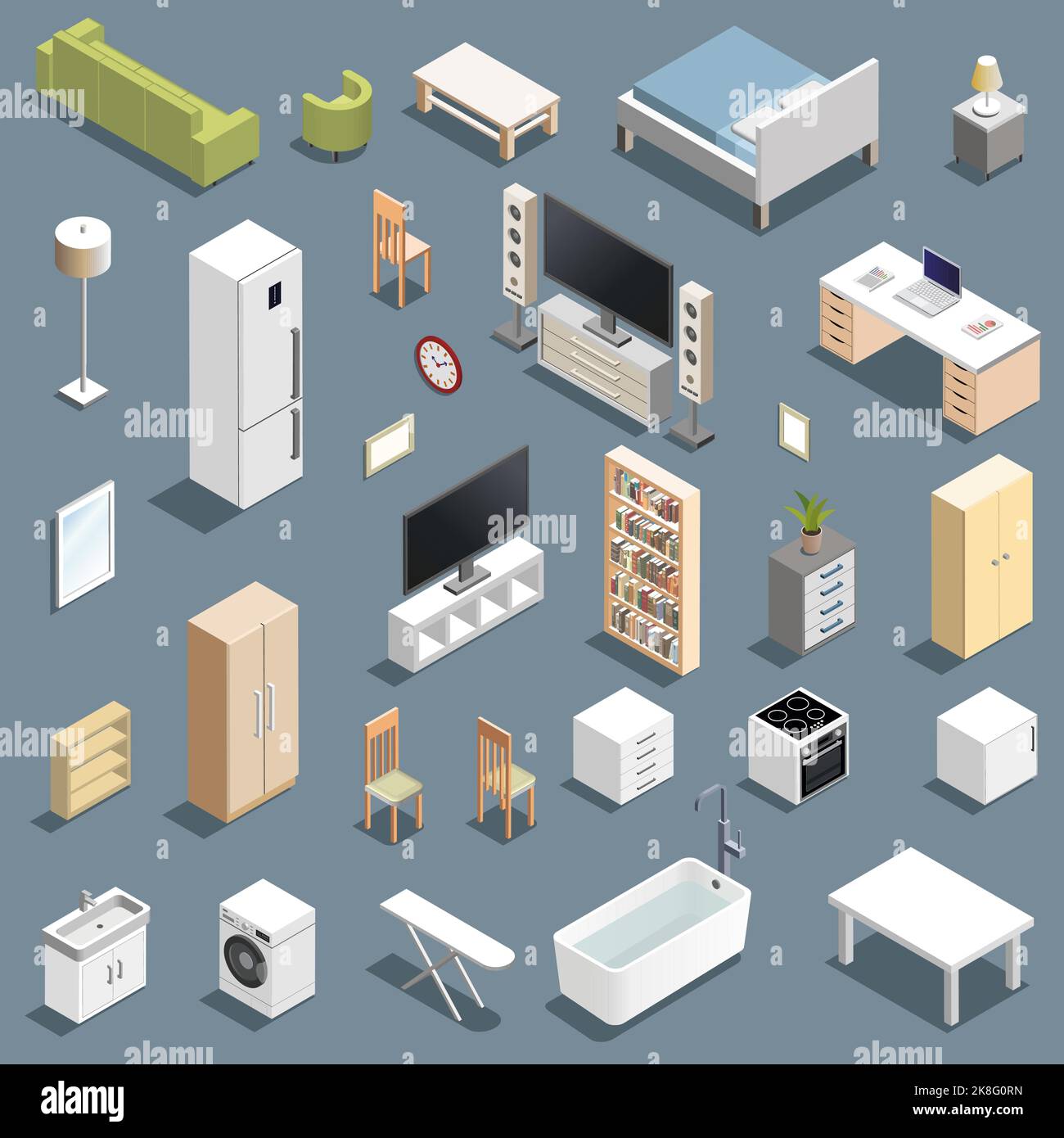 Isometric Furniture Icons Vector Set Stock Vector Image And Art Alamy