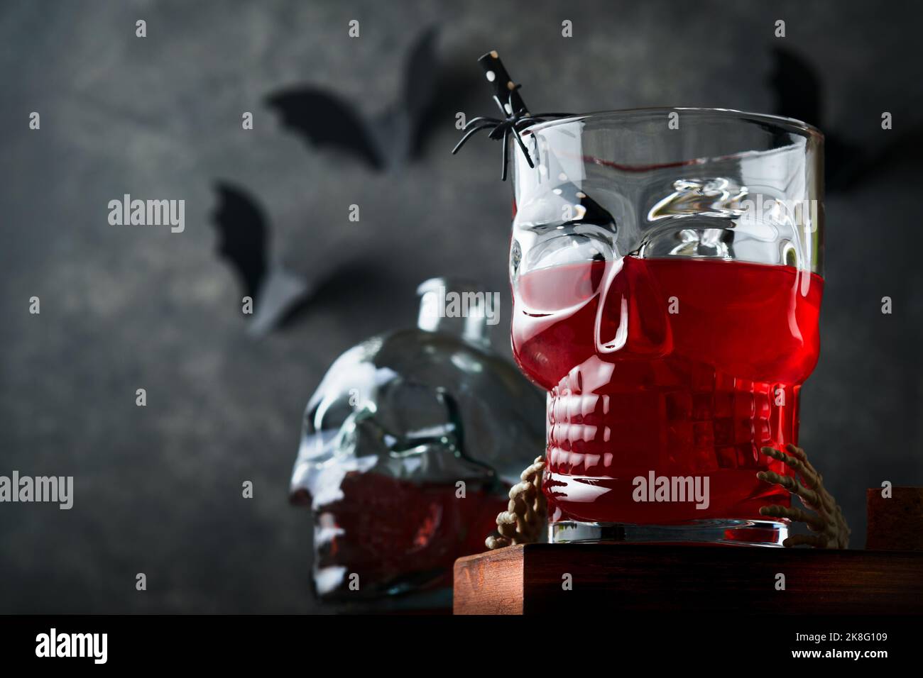 Halloween bloody cocktail. Bloody red cocktail glass goblet for ...