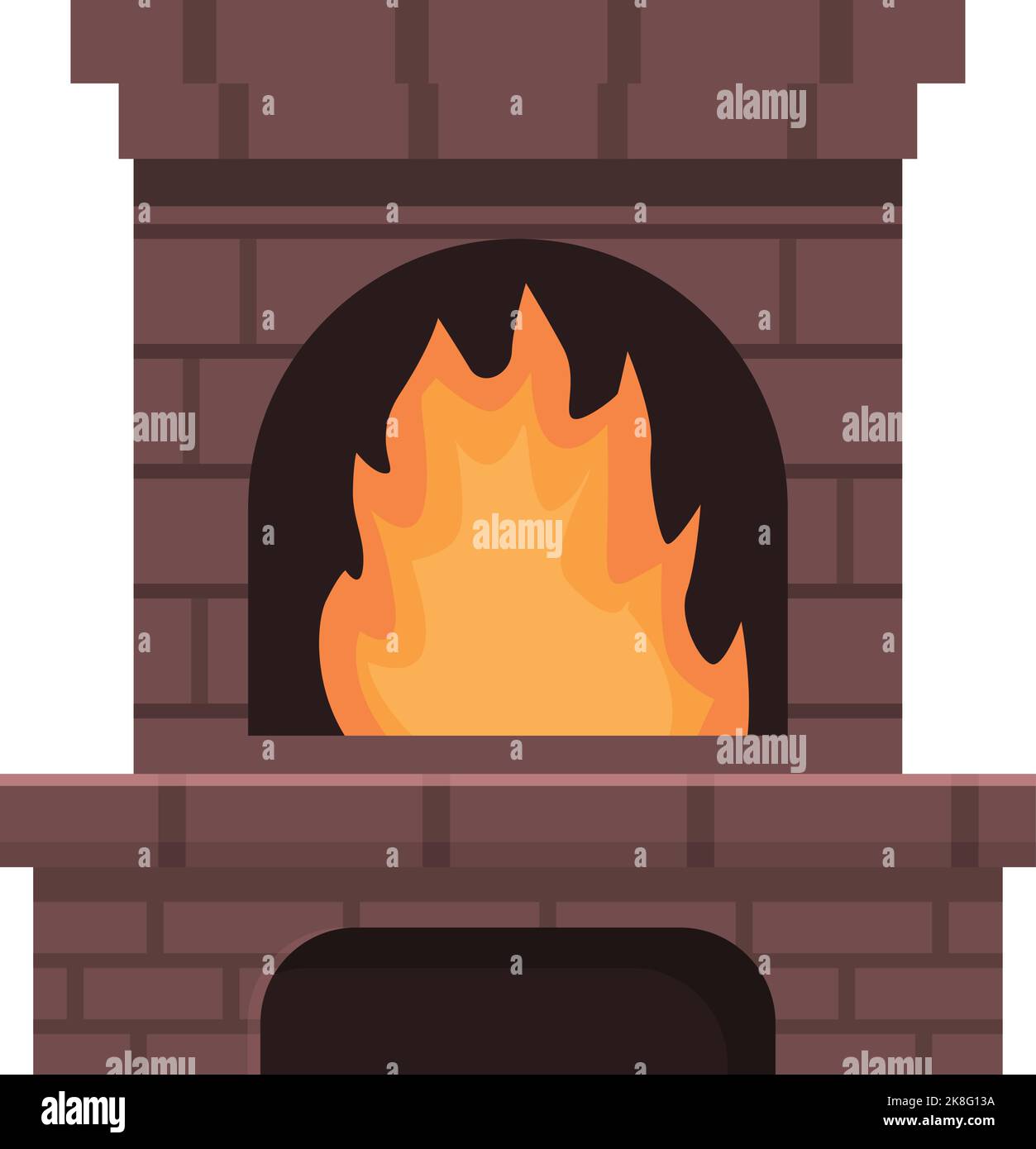 Burning furnace icon cartoon vector. Fire stove. Wood fireplace Stock ...