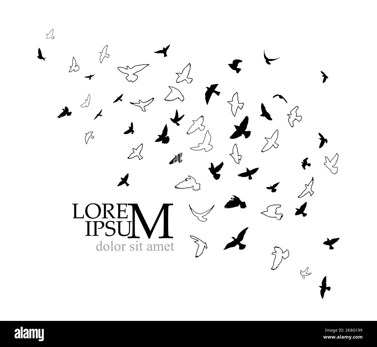 A flock of flying birds. Free birds. Vector illustration Stock Vector ...