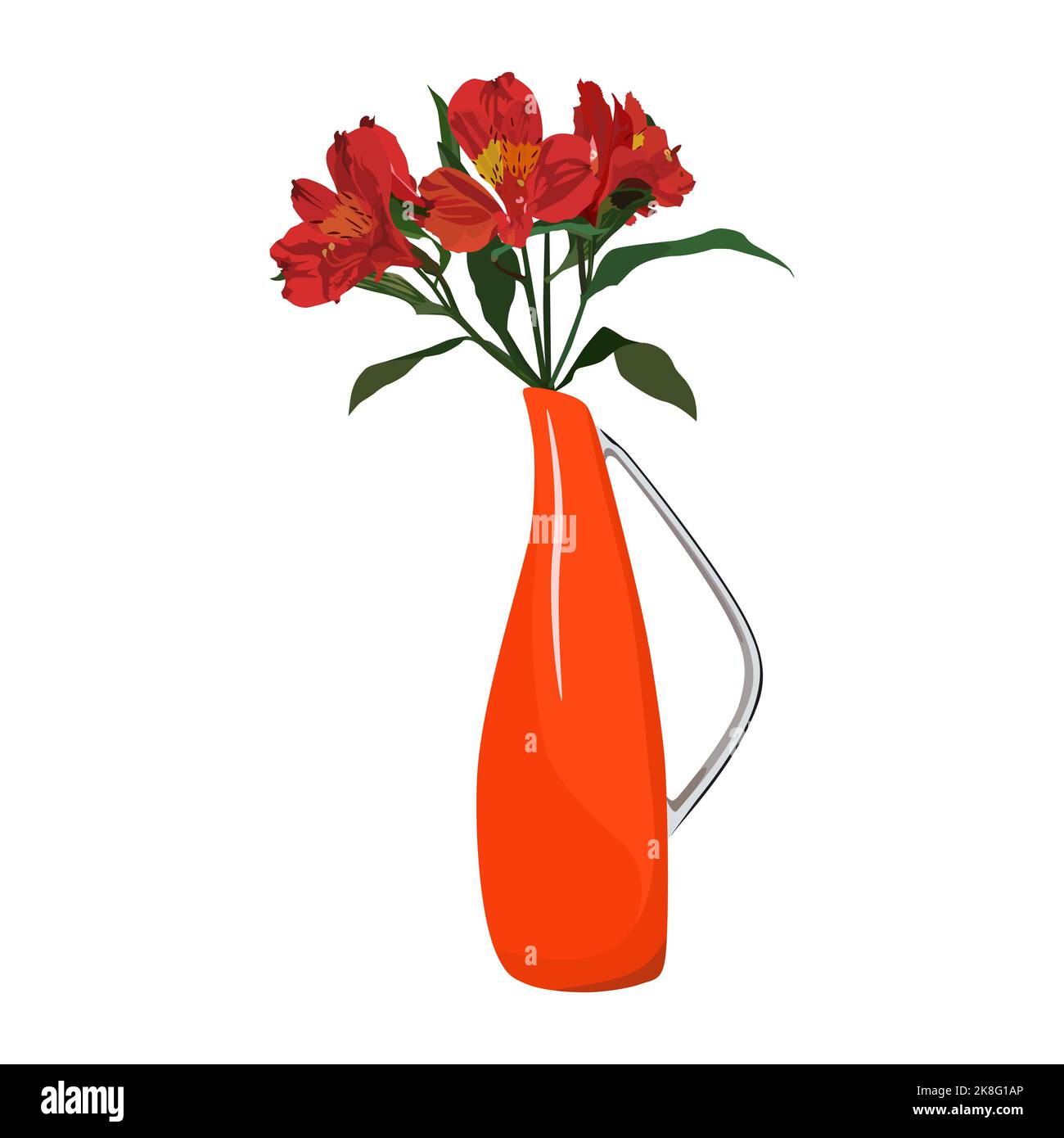 Alstroemeria tropical flower. Peruvian lily in vase, vector ...