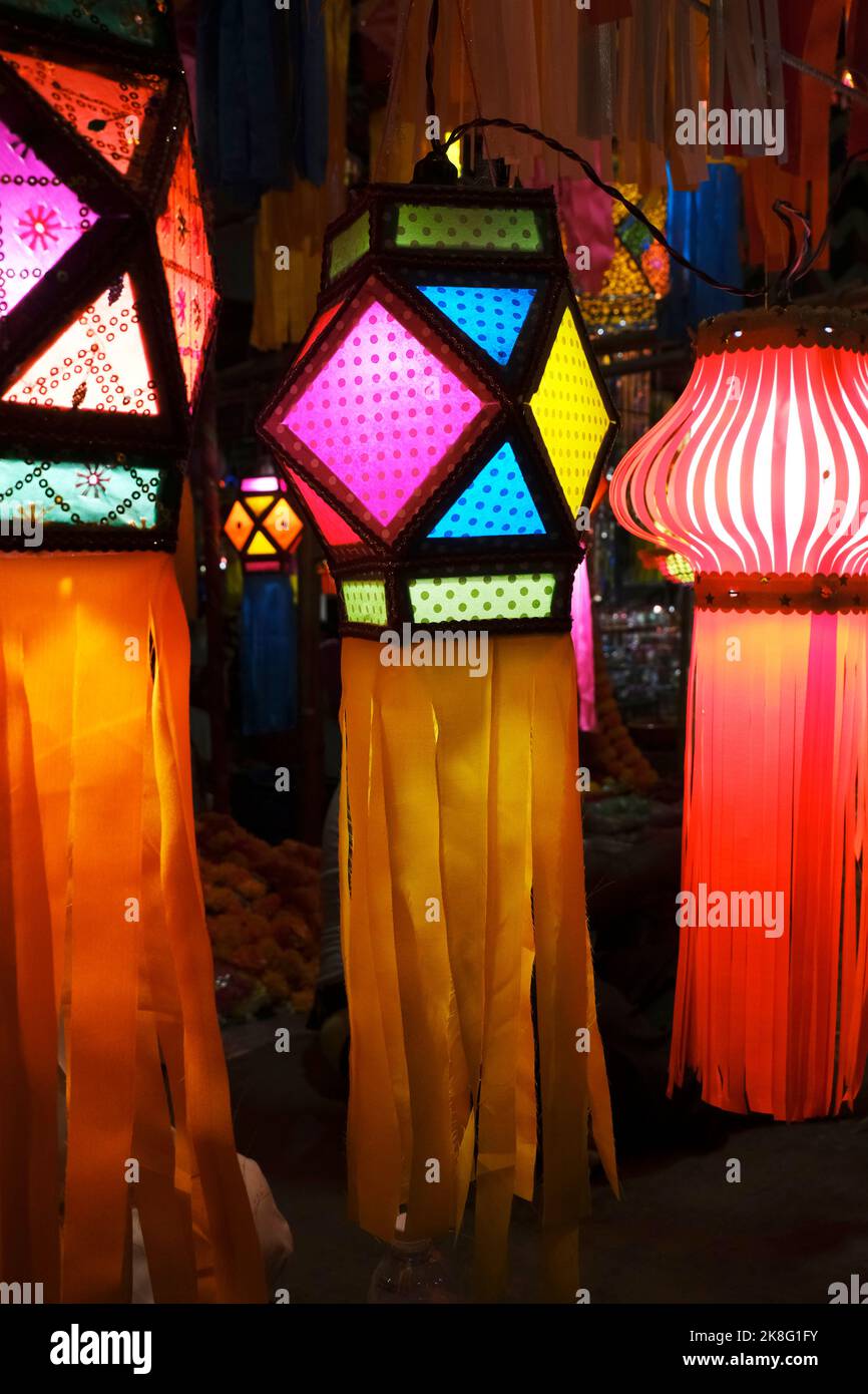 Colourful Modern Lanterns in Various Size & Shapes Akash kandil or ...