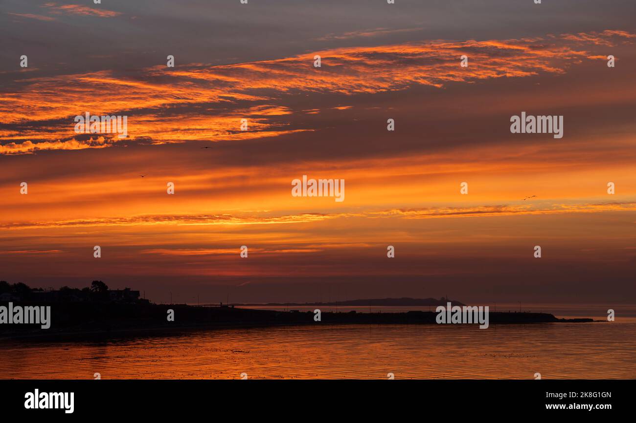 Sunrise over Clover Point and the Trial Islands in Victoria, British ...