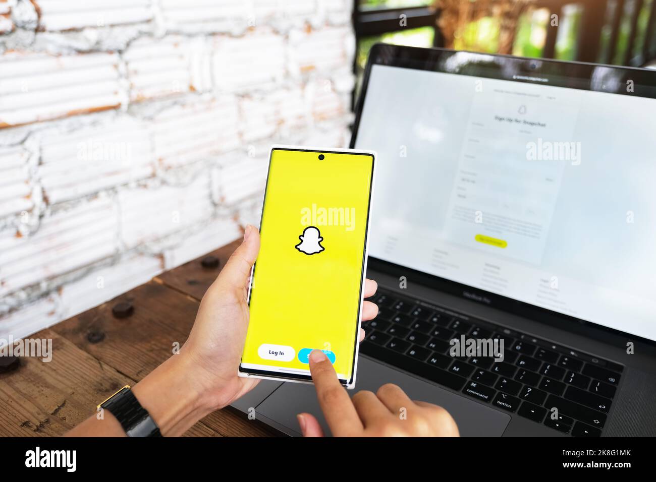 CHIANG MAI, THAILAND -JUNE 06, 2021: a hand holding a smartphonei ...