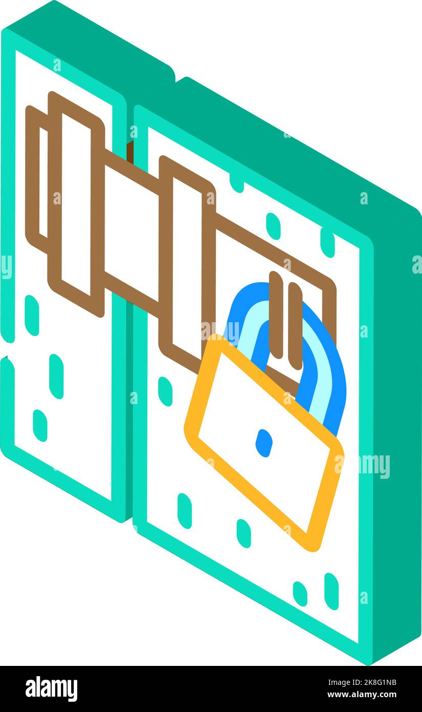 door padlock isometric icon vector illustration Stock Vector Image ...