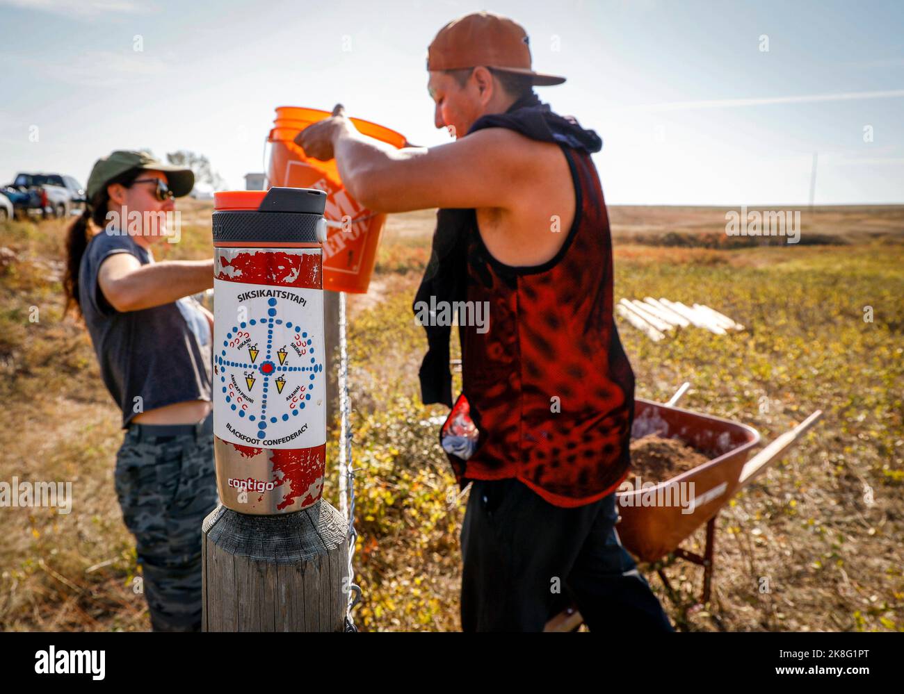 Alvin First Rider, right, of the Blood Tribe Land Management department ...