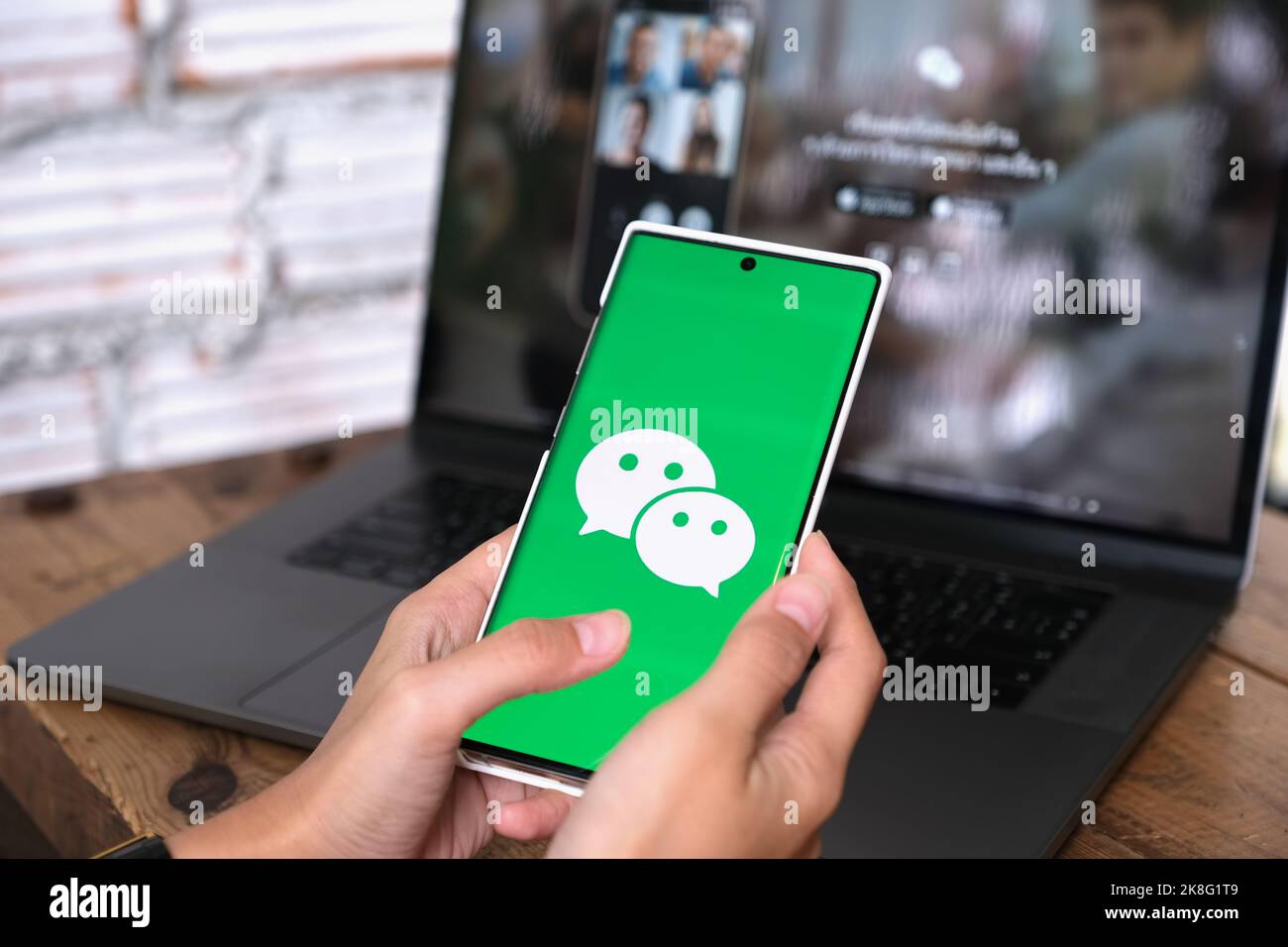 CHIANG MAI, THAILAND - June 06,2021:A Woman holds smartphone Mobile ...