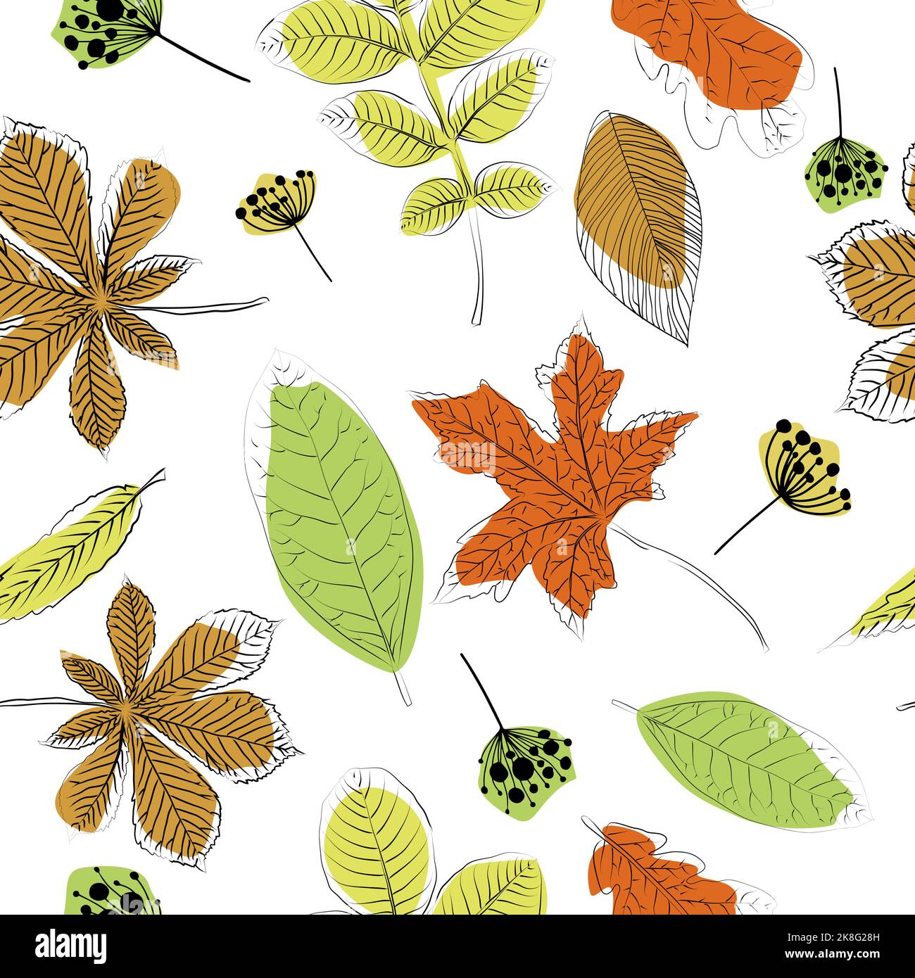 Autumn leaves background. Seamless pattern. Vector illustration. Fall ...