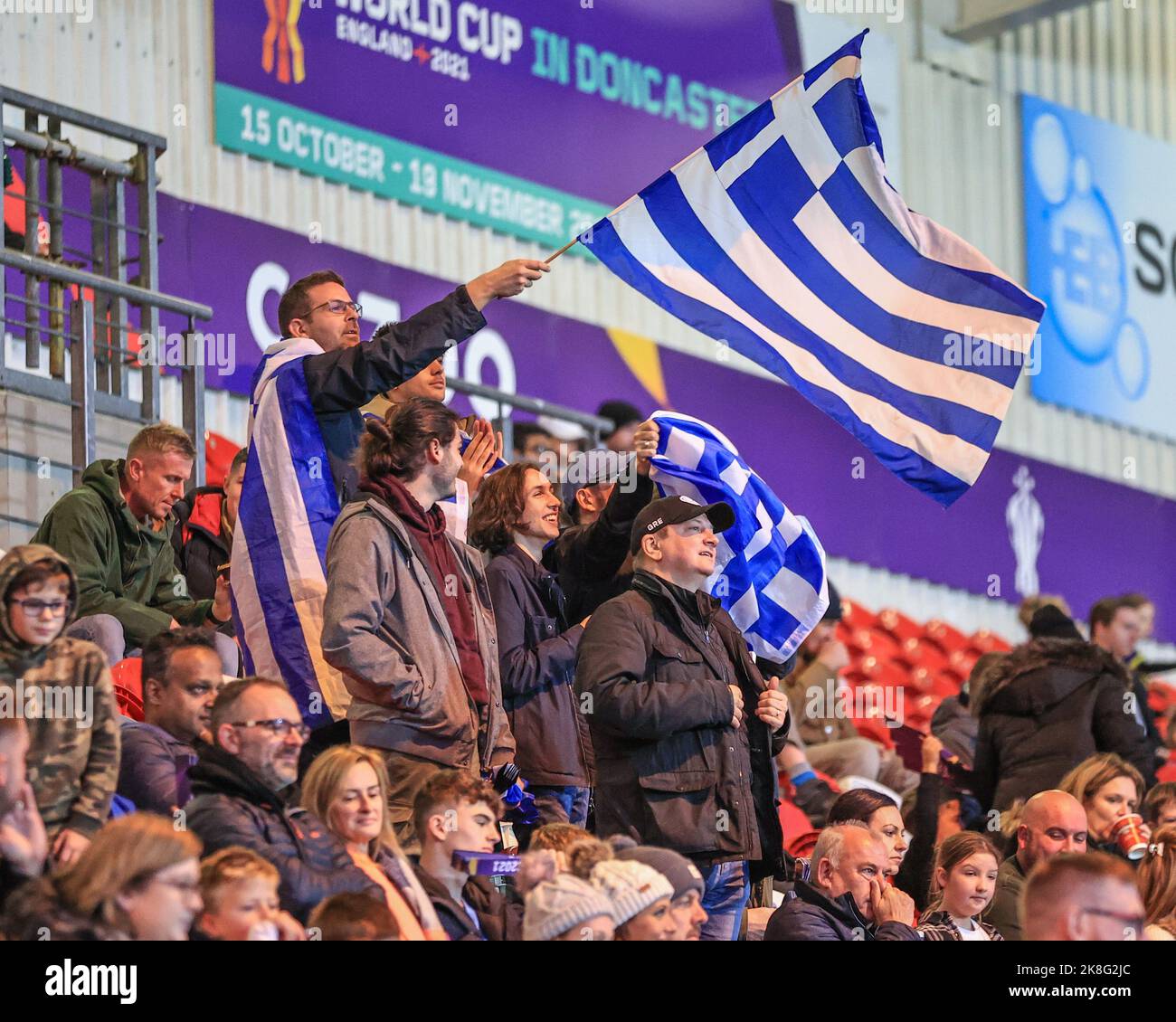 Greek fans celebrate the try of Lachlan Ilias of Greece during the ...
