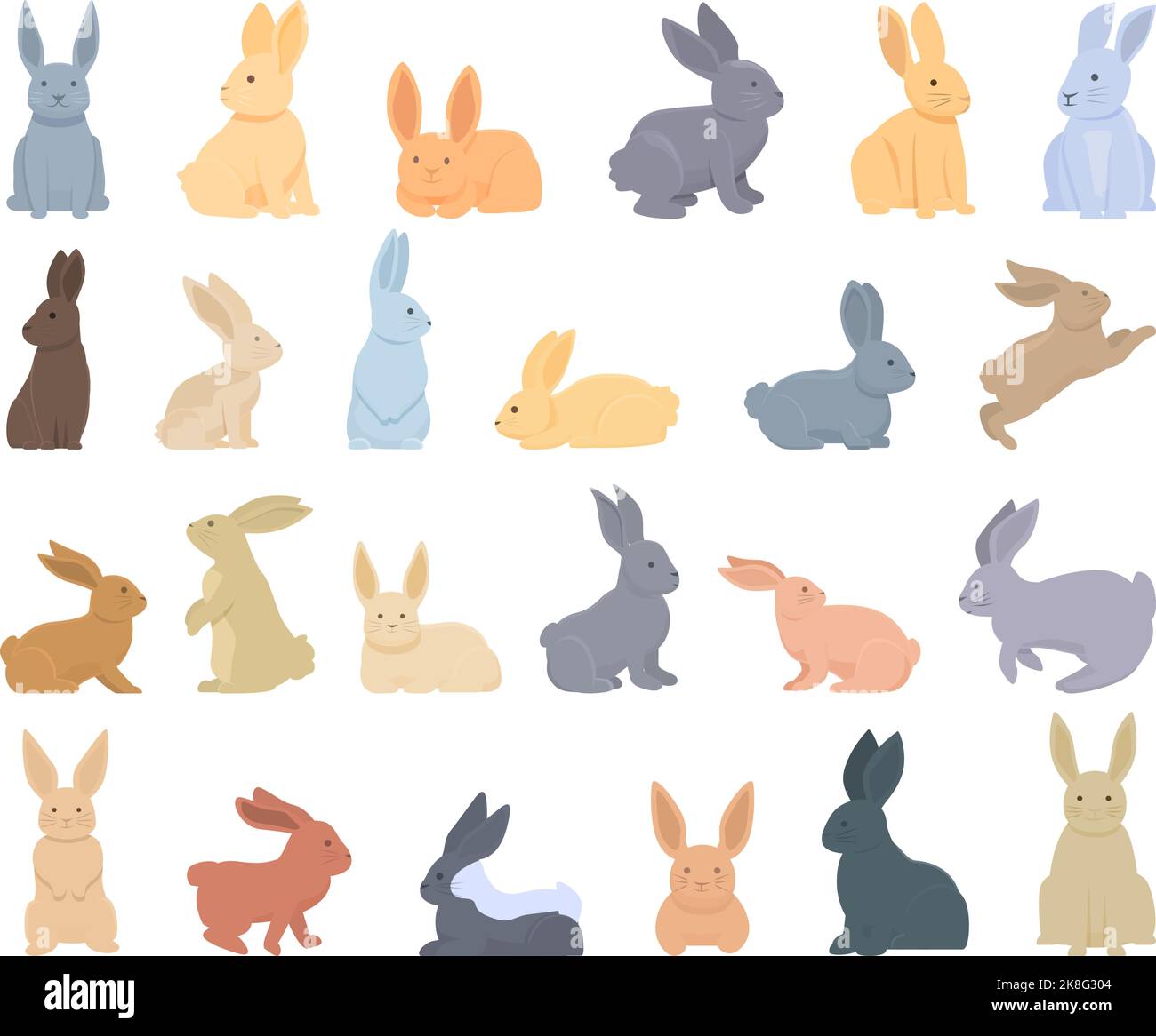 Rabbit breeding icons set cartoon vector. Animal bunny. Hare dutch ...